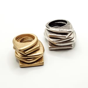 Set of 5 Stack Rings, Solid Bronze Ring, Geometric Ring, Stackable ...