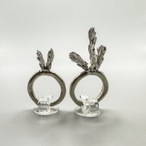 Silver Leaf Rings, Two Stackable Silver Rings, Nature Inspired Silver ...