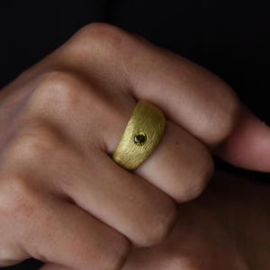 Dome Ring With Zircon, Multi-color Gem Ring, Semi Precious Stone Ring, Crustal Ring, Solid ...