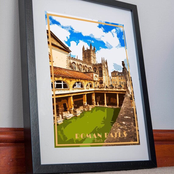 Bath Print Poster Canvas Roman Baths Wall Art Decor England | Etsy UK