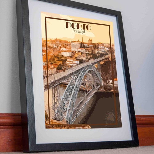 Porto Portugal Travel Poster / Porto Vintage Illustration / - Etsy