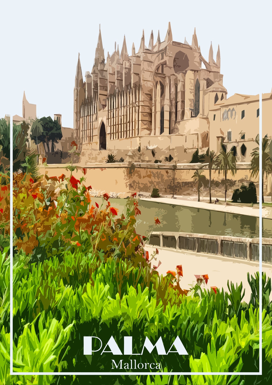 Mallorca Print Poster Palma Canvas Balearic Islands Vintage Artwork ...