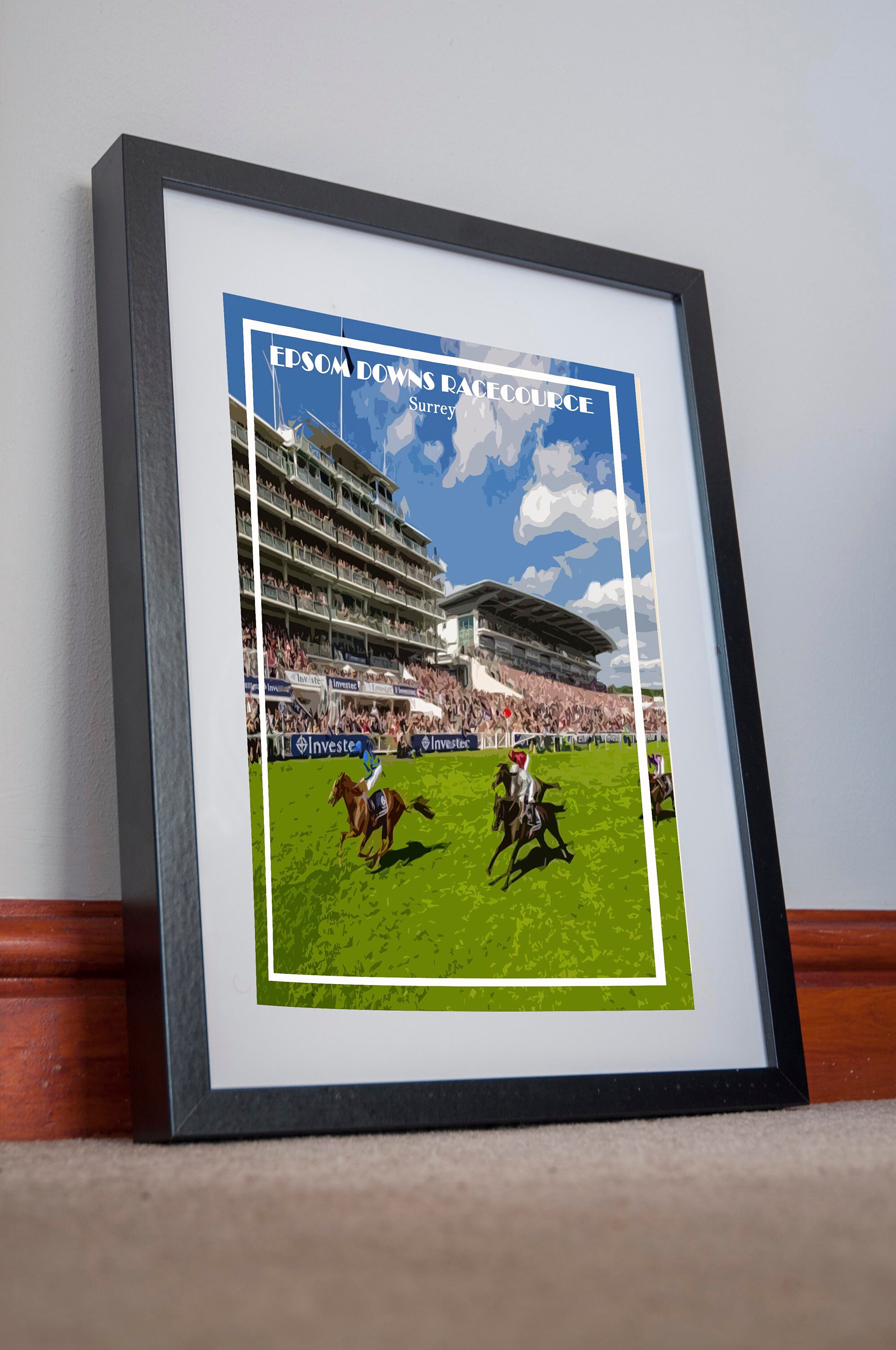 Epsom Downs Print Canvas Poster Epsom Derby Racecourse Horse Racing ...