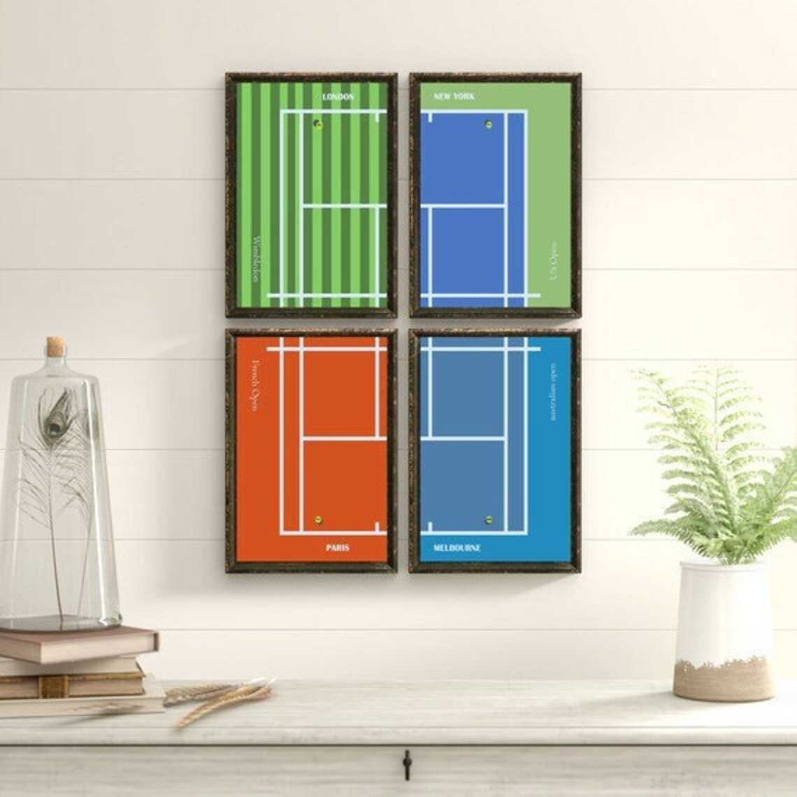 Grand Slam Set of 4 Print Poster Canvas Wall Art Decor, Australia Open ...
