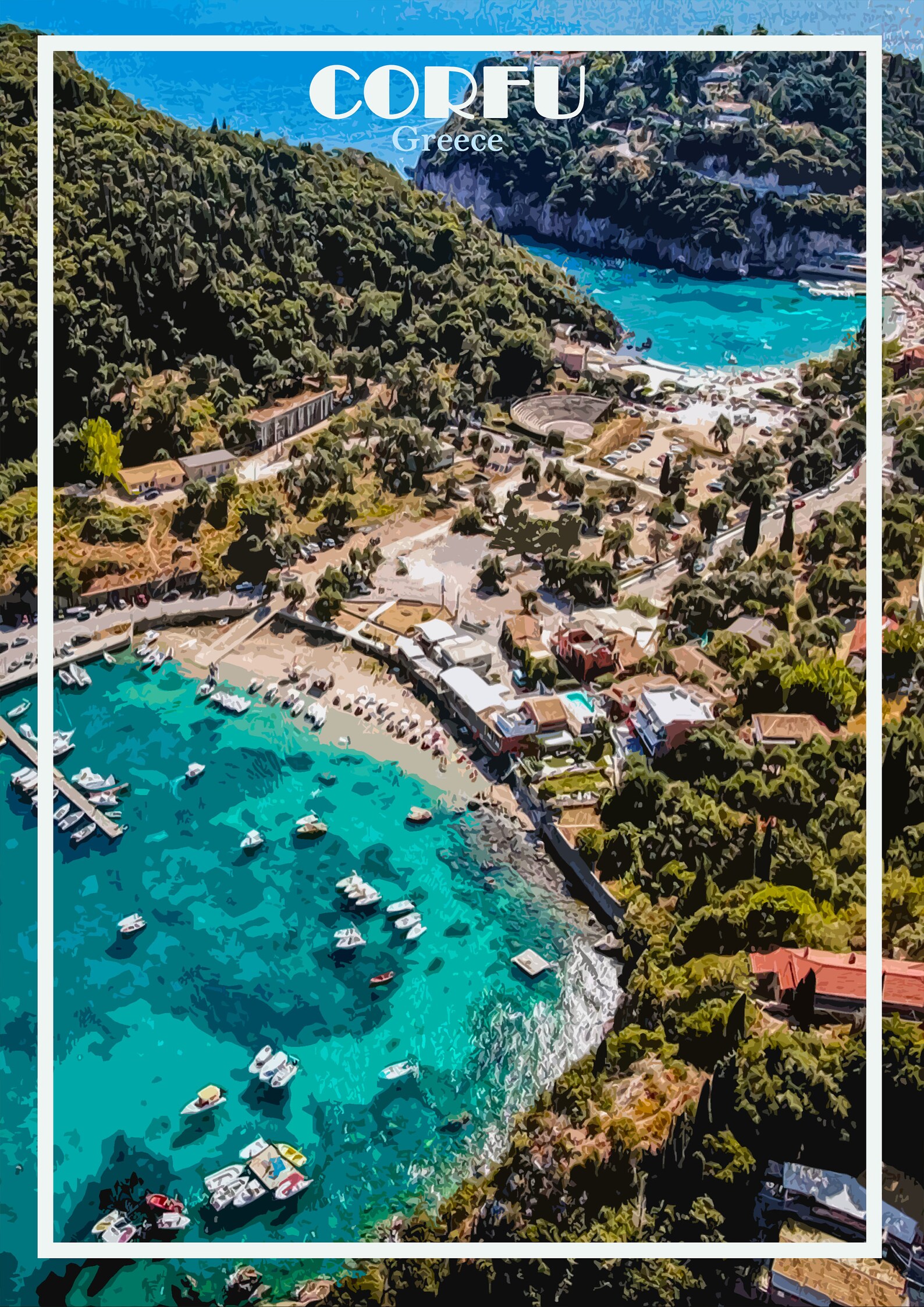 Corfu Print Poster Canvas Greece Artwork Picture Holiday Gift Home ...