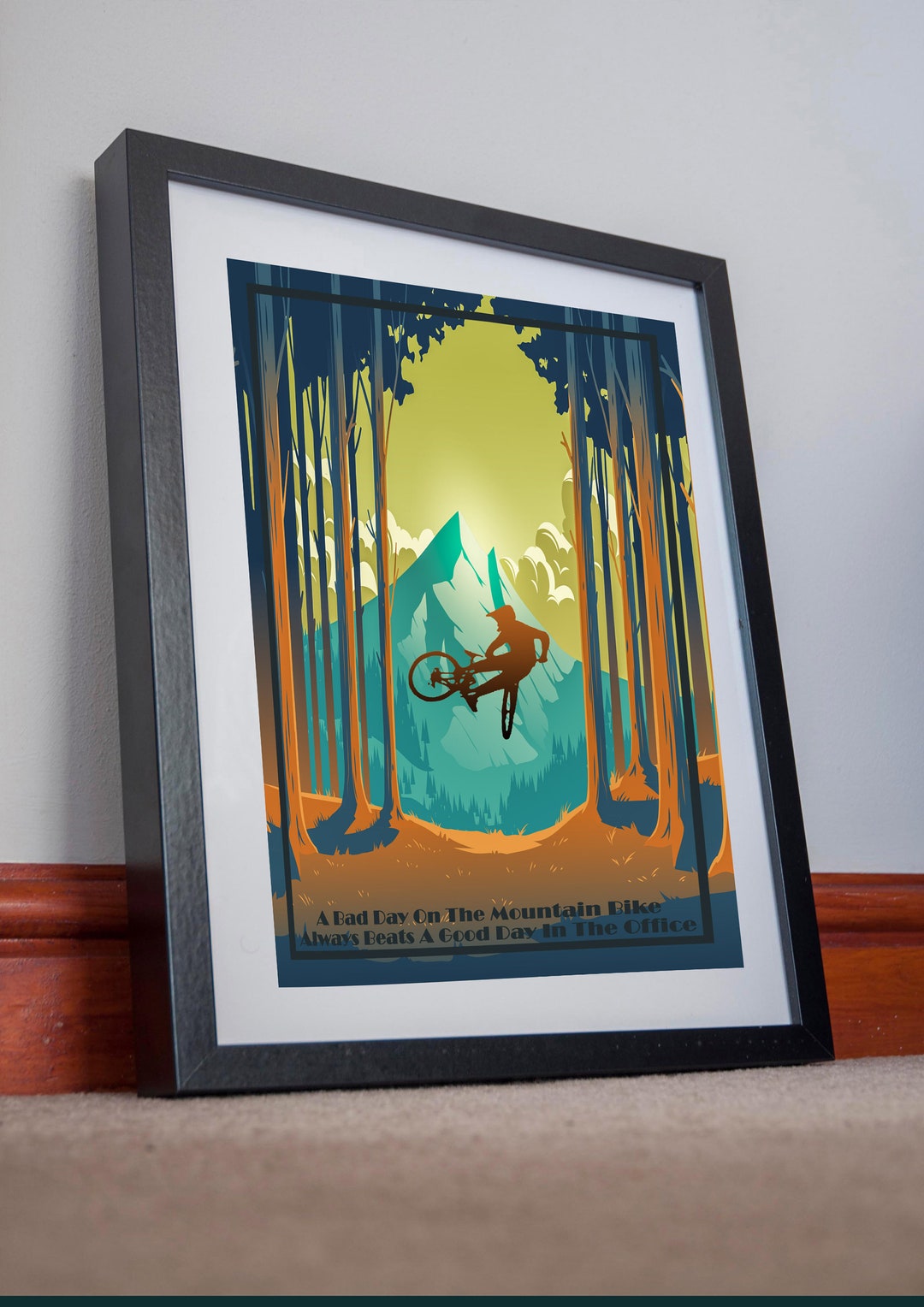 Mountain Bike Print Canvas Poster Wall Art Downhill MTB Vintage Style ...