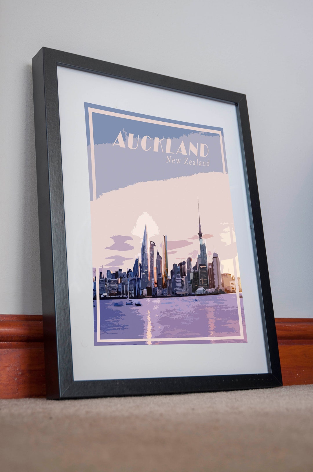 Auckland Print Poster New Zealand Canvas Travel Vintage Artwork Picture ...