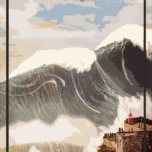 Nazare Print Poster Canvas Portugal Wall Art Nazare Surfing Gift Travel ...