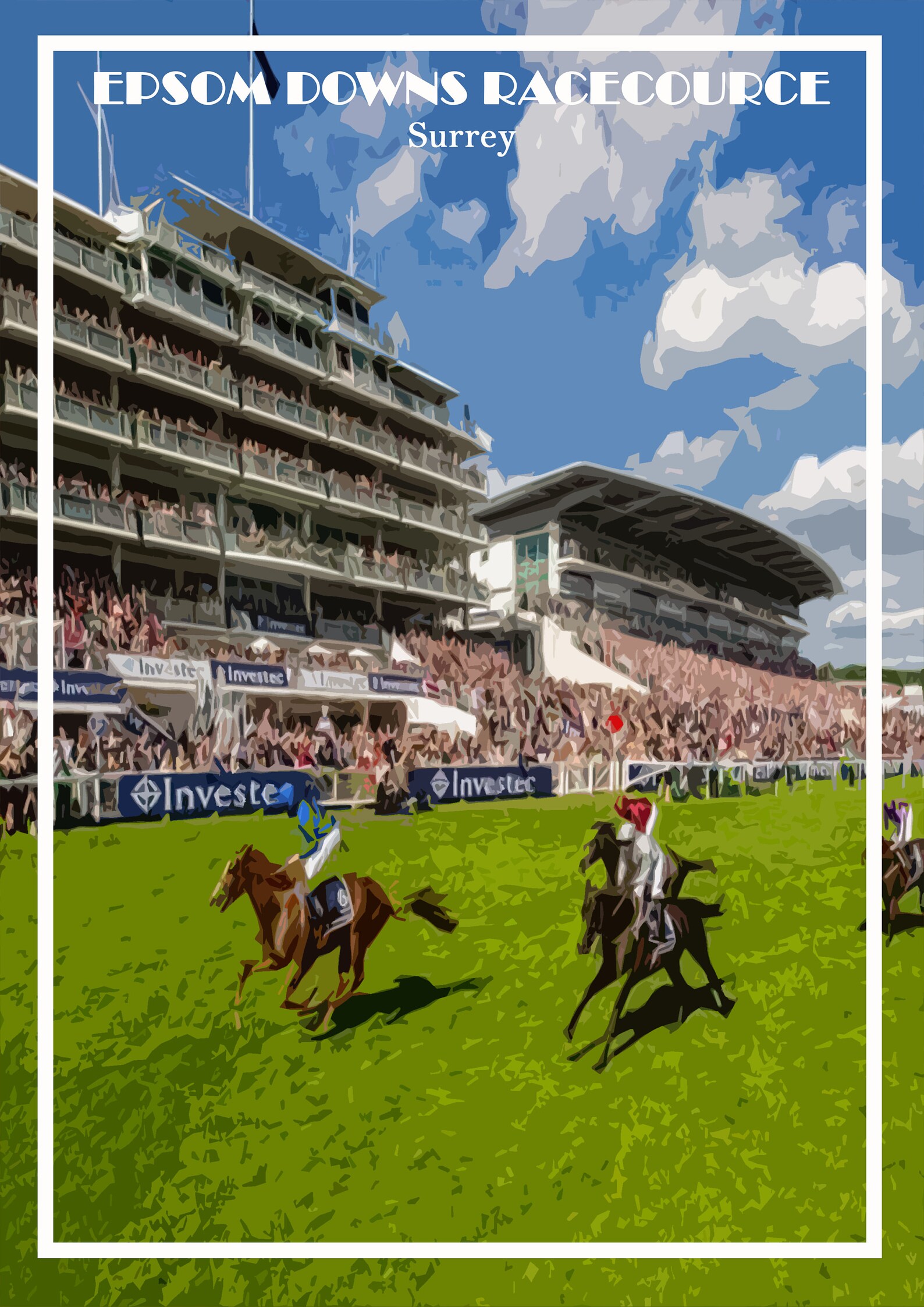 Epsom Downs Print Canvas Poster Epsom Derby Racecourse Horse Racing ...