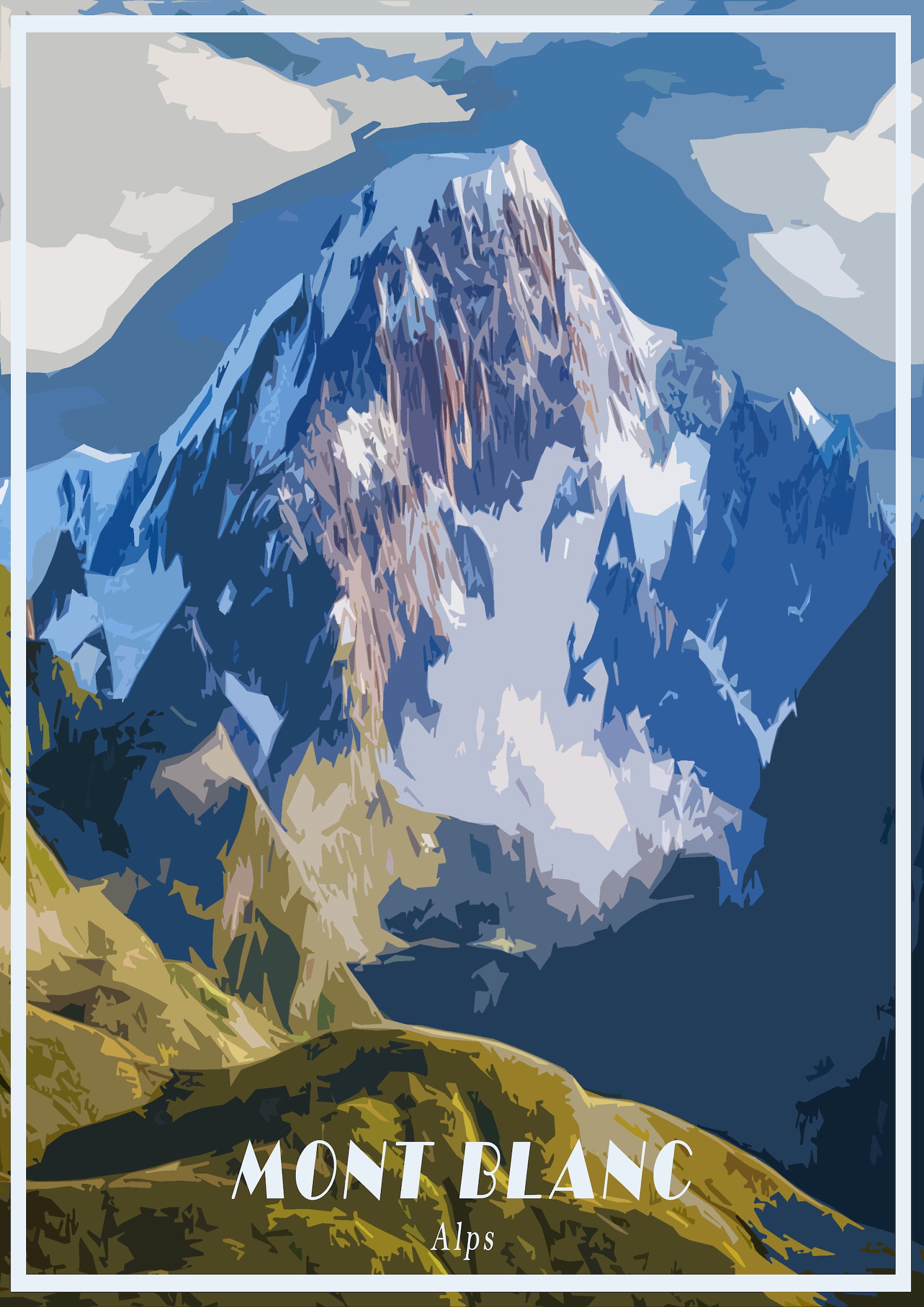 Mont Blanc Print Alps Poster France Italy canvas Vintage | Etsy