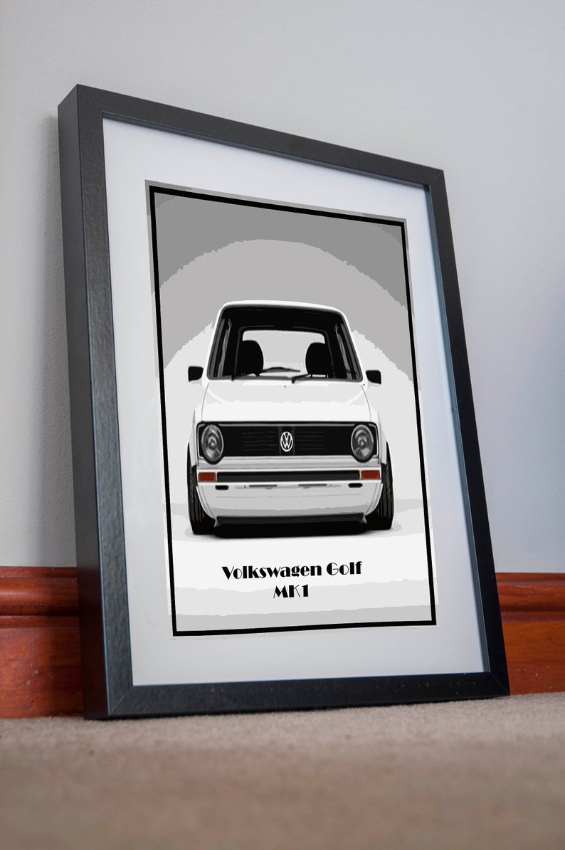 Volkswagen Golf Print Poster Canvas Mk1 Classic Car Art Minimalist ...
