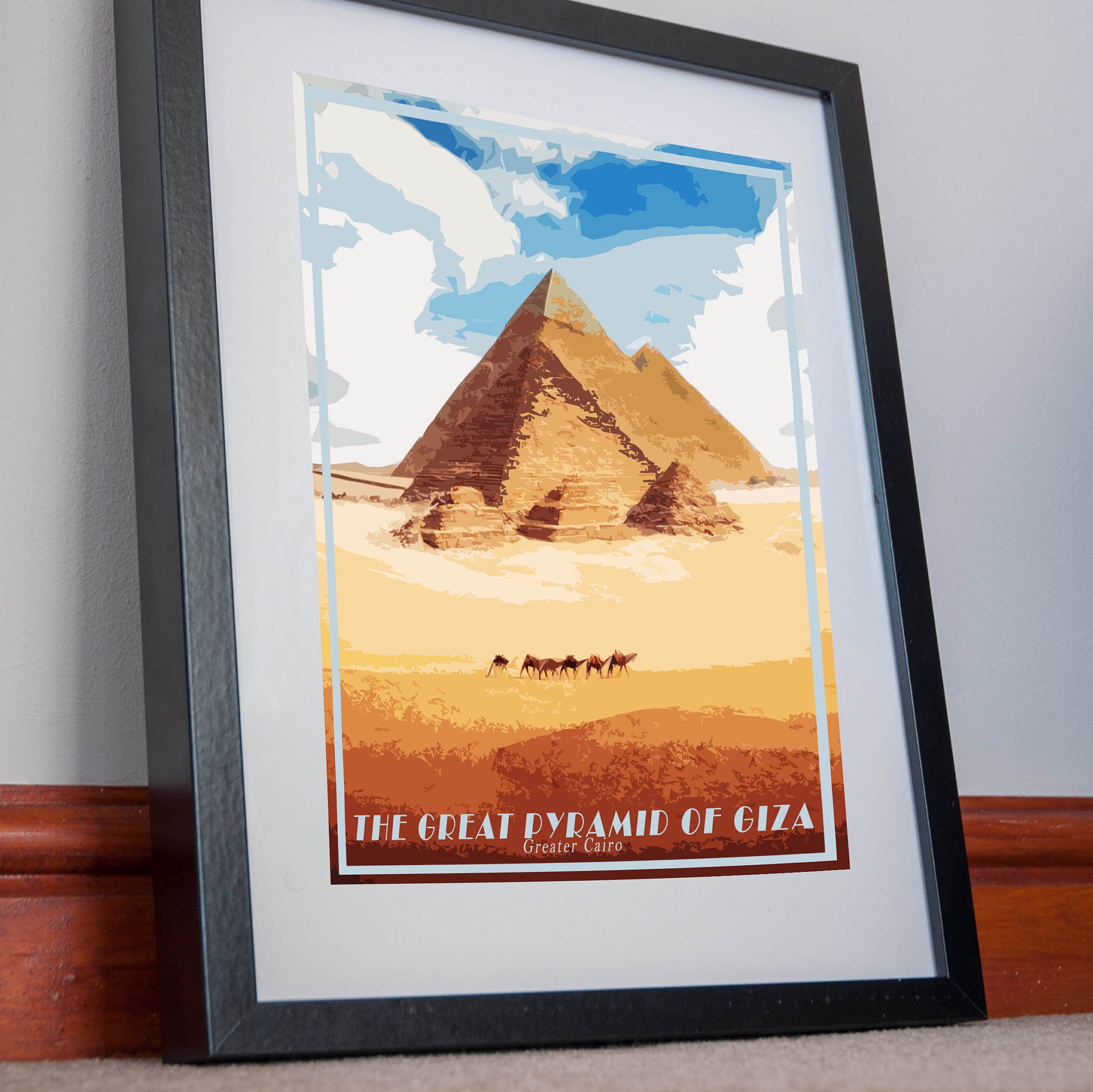 Great Pyramid of Giza Print Cairo Egypt Poster Canvas Vintage Travel ...
