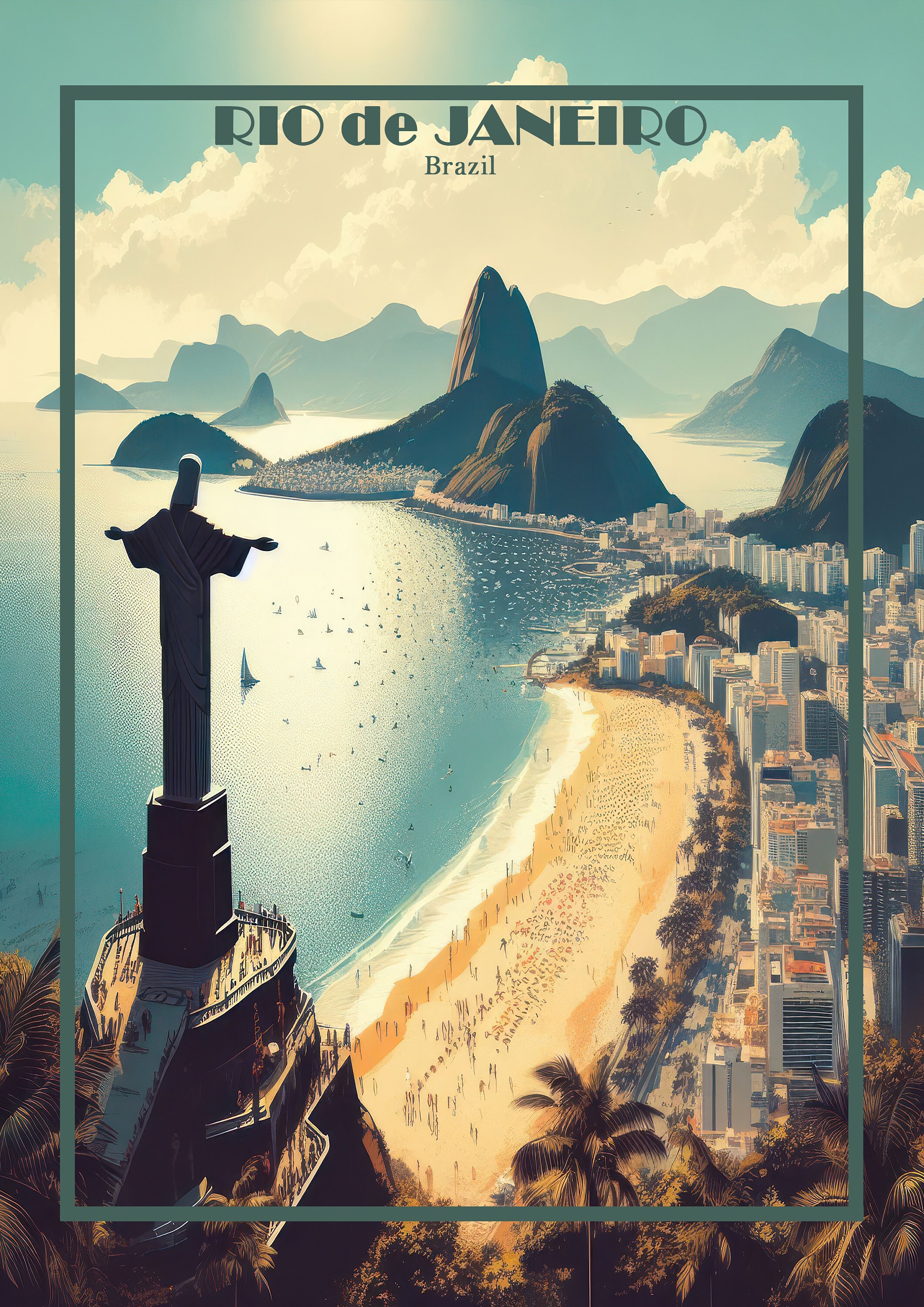 Rio De Janeiro Print Poster Canvas Brazil Christ Artwork - Etsy
