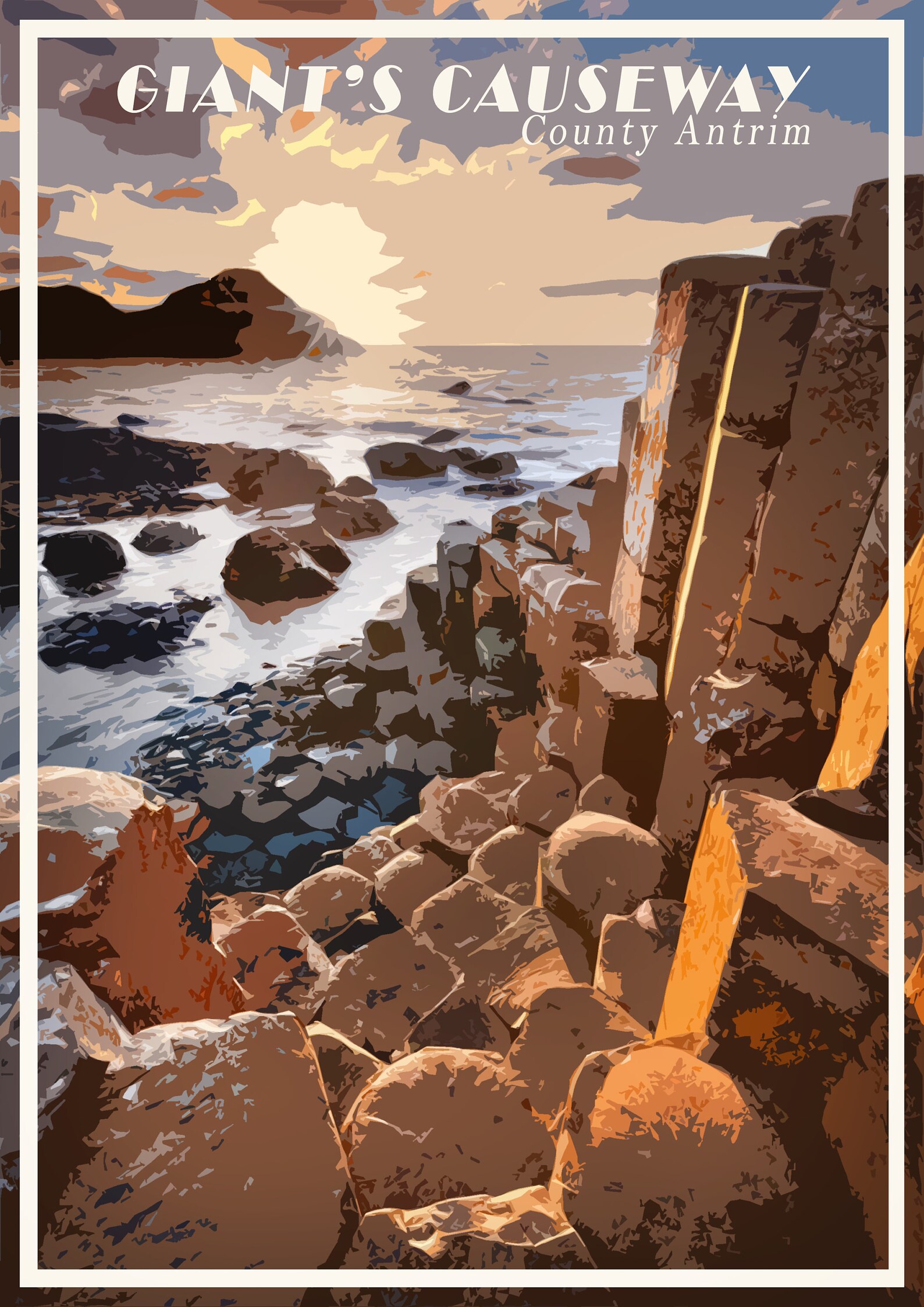 Giants Causeway Print Poster Canvas Antrim Ireland UK Artwork Giant's ...