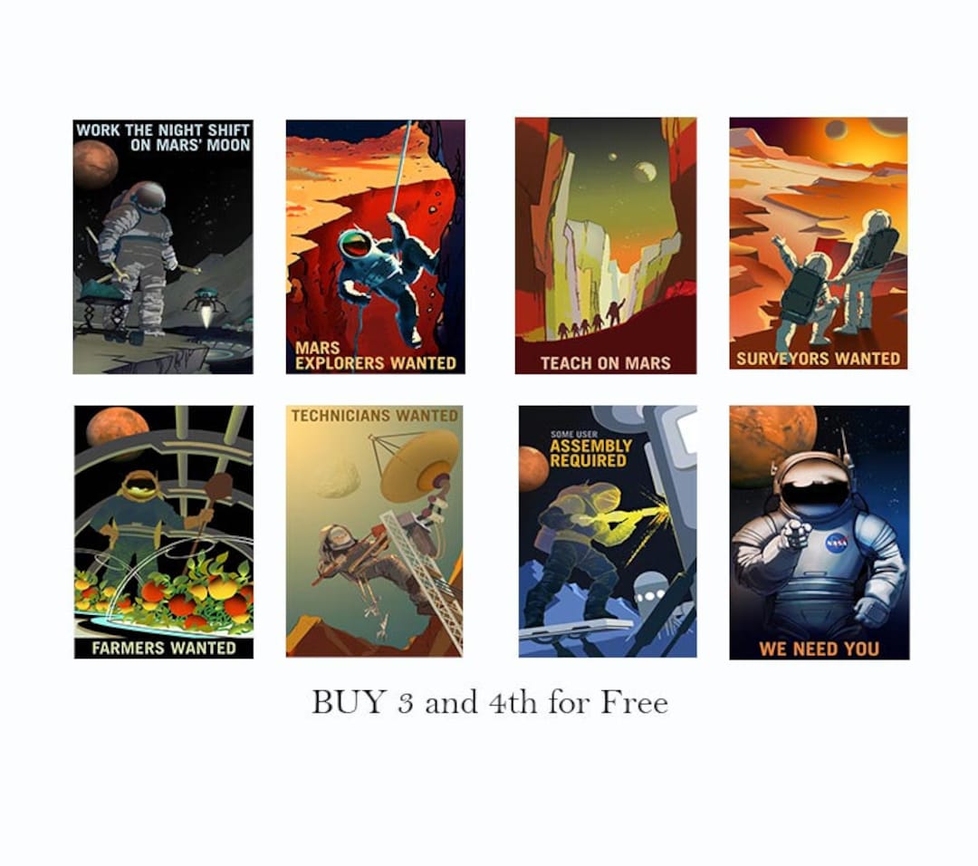 NASA Print Posters Mars Space X Canvas Series Complete Space Collection ...