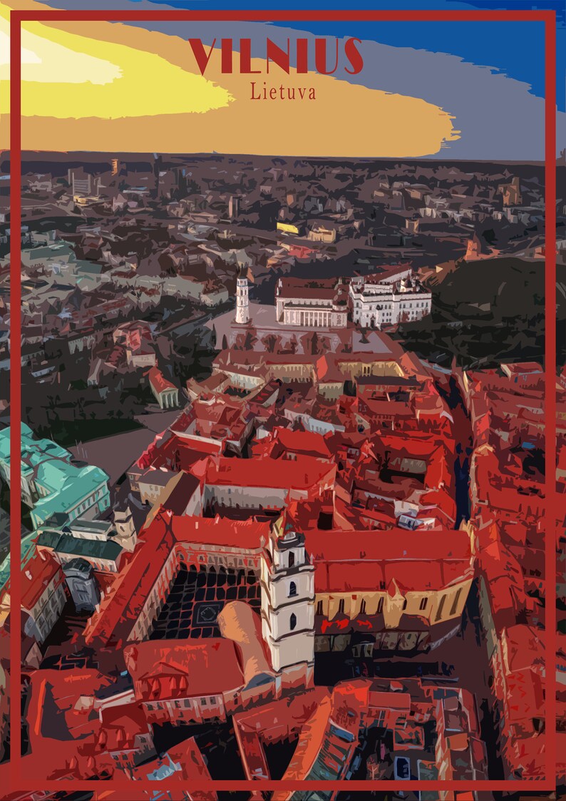Vilnius Print Poster Lithuania Canvas Gediminas Tower Vintage - Etsy UK