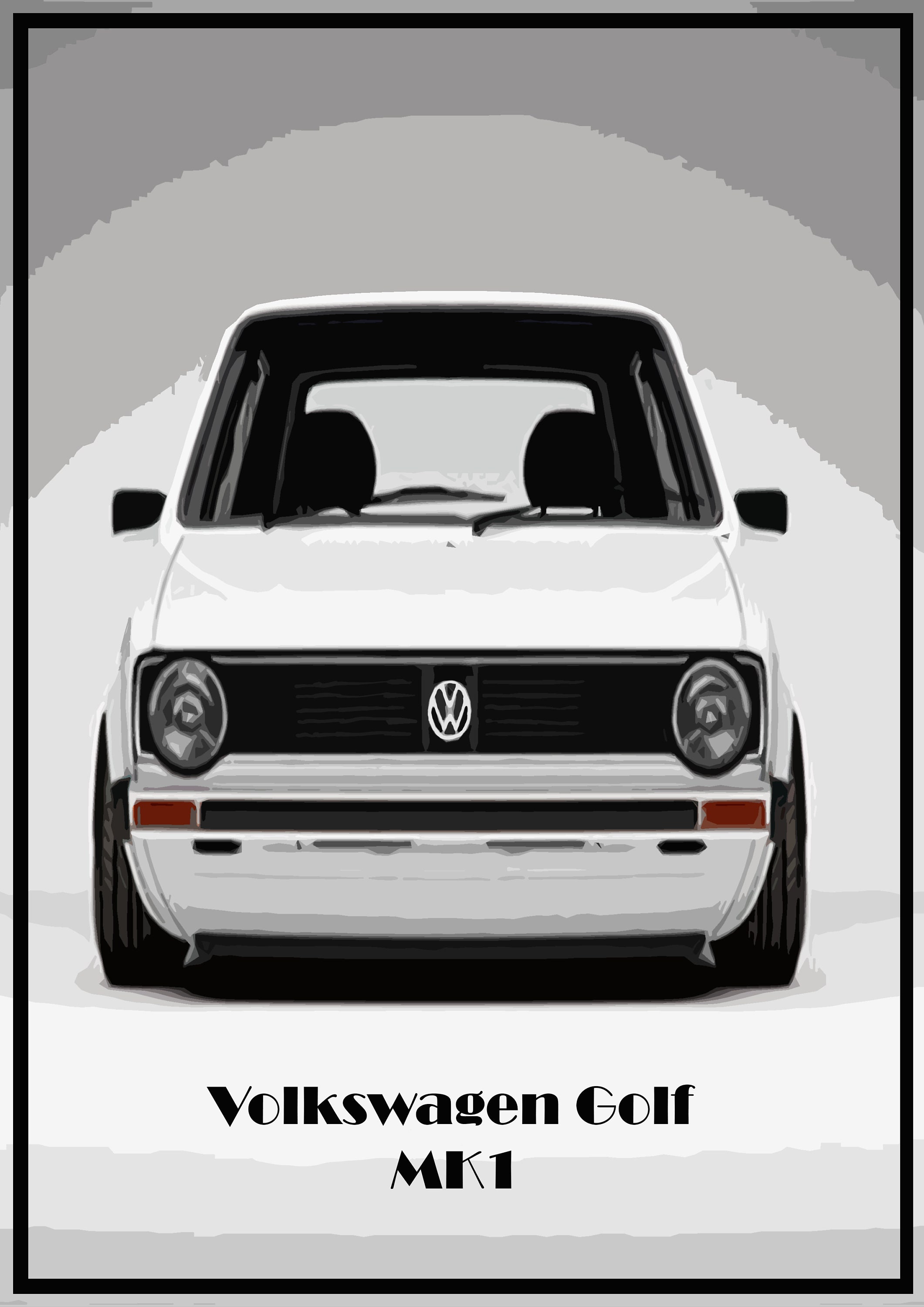 Volkswagen Golf Print Poster Canvas Mk1 Classic Car Art Minimalist ...