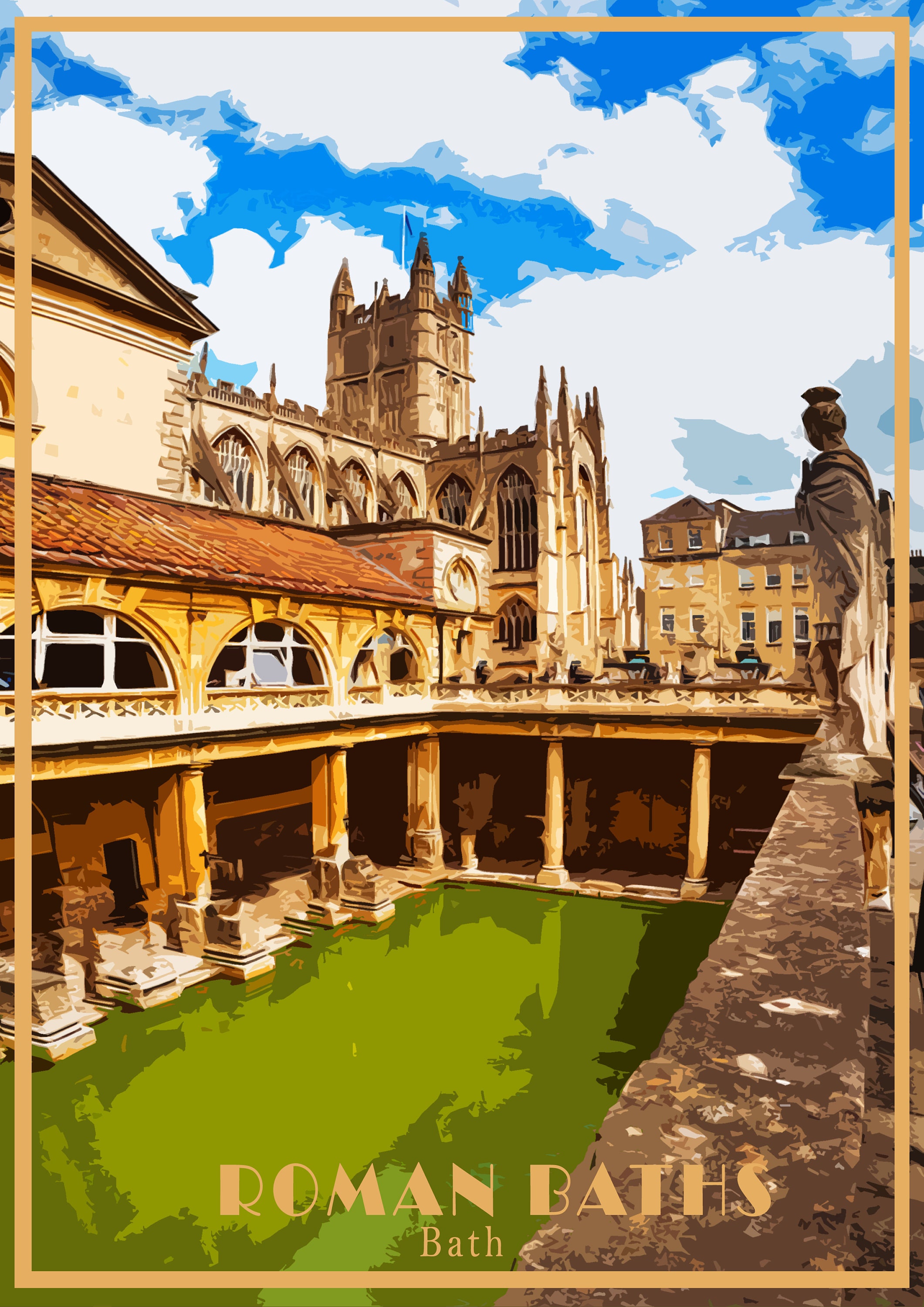 Bath Print Poster Canvas Roman Baths Wall Art Decor England Vintage ...