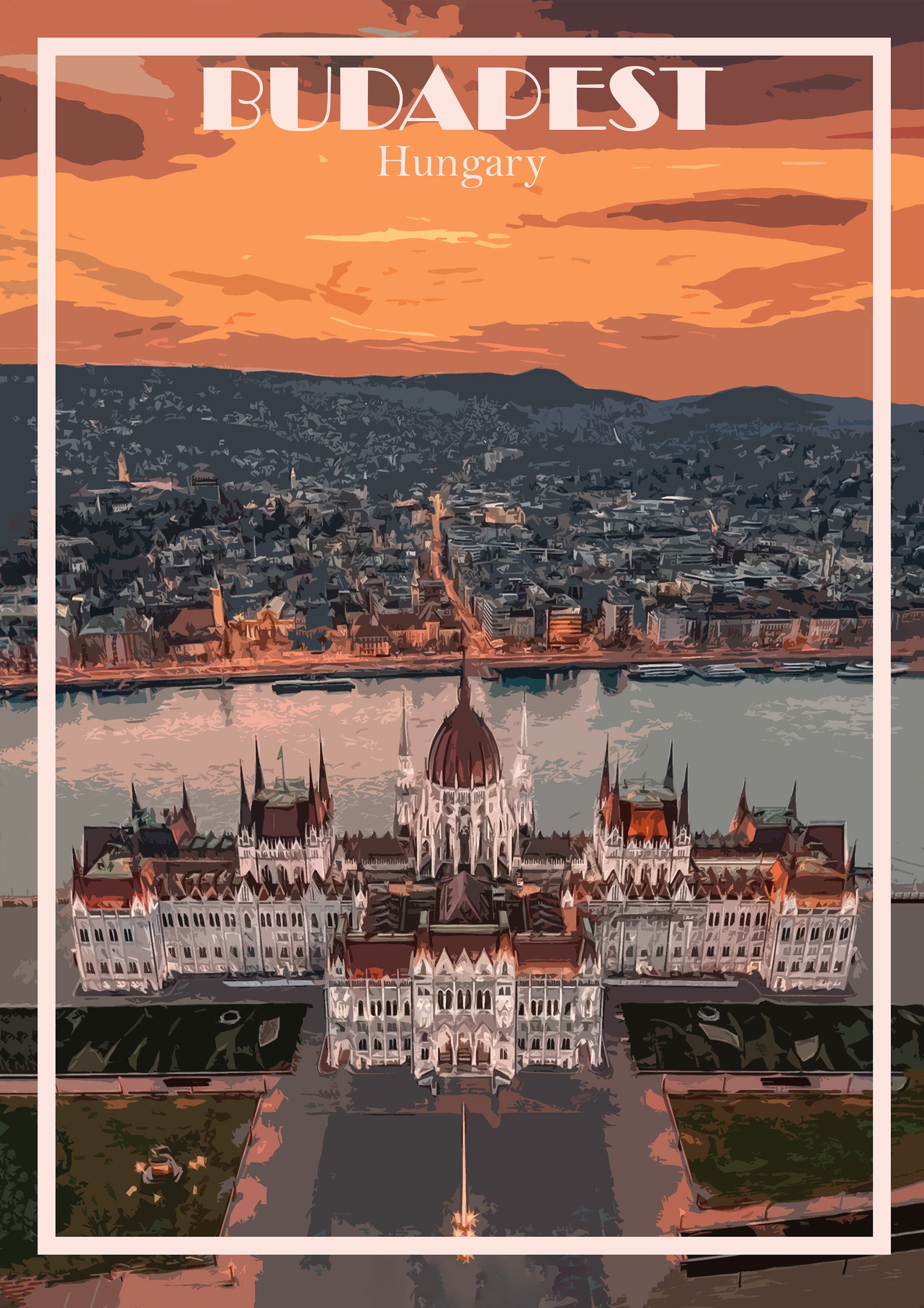 Budapest Print Poster Canvas Hungary Print Poster Vintage Artwork Wall ...