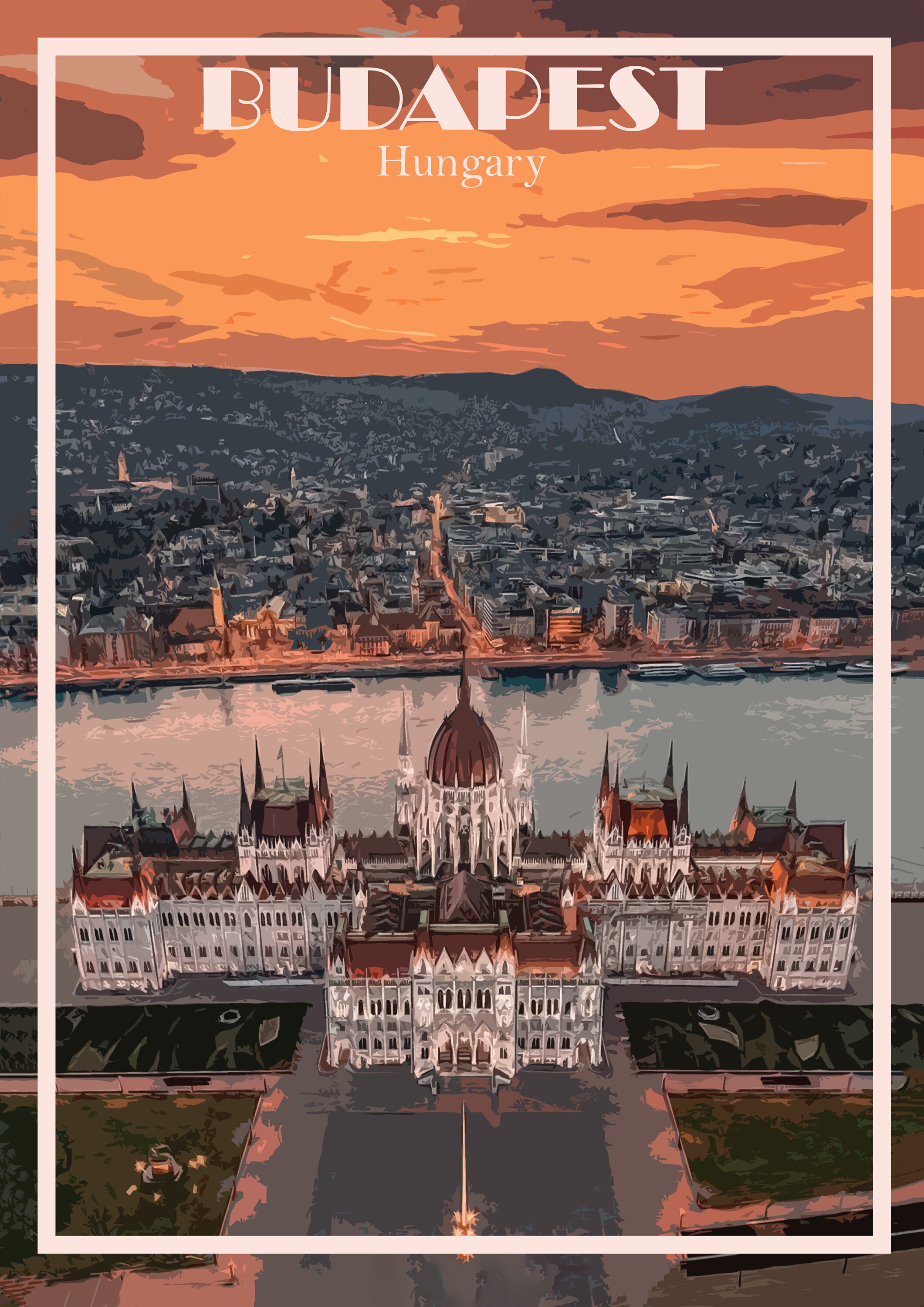 Budapest Print Poster Canvas Hungary Print Poster Vintage - Etsy