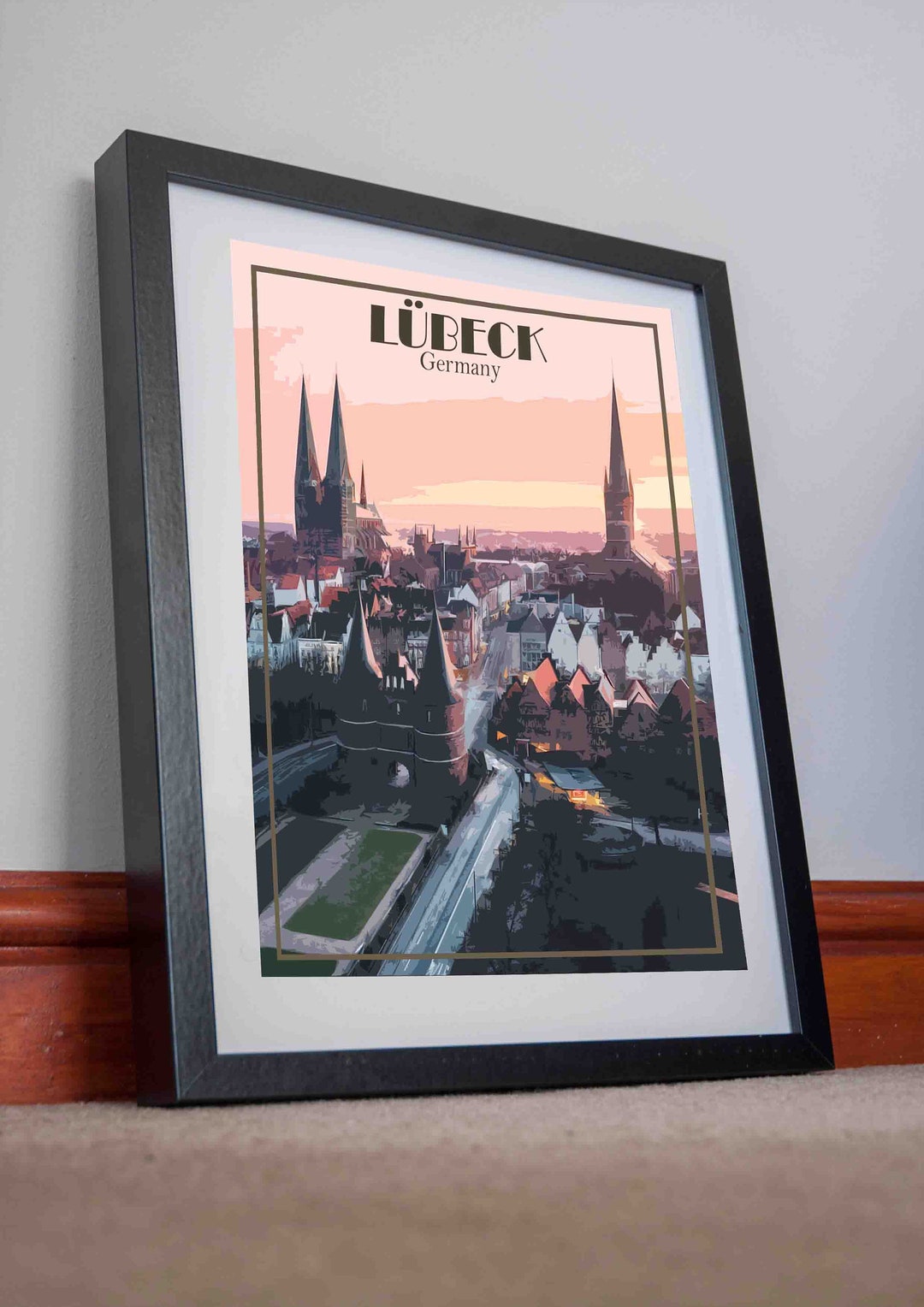 Lubeck Print Poster Germany Lübeck Canvas Vintage Artwork Picture ...