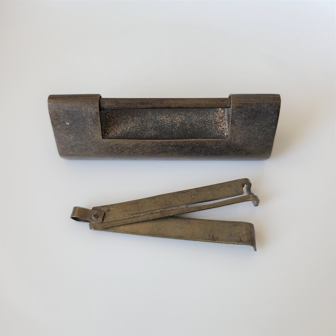Antique Chinese Copper Lock With Key - Plug Key Padlock - Oriental Lock ...