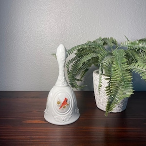 Vintage Fenton Cardinal Bird and Pinecone Design Milk Glass Hand ...