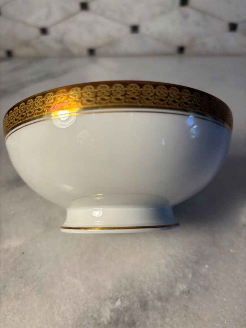 Antique GOA Limoges Porcelain Fruit Bowl, White & Gold Trim Finest ...
