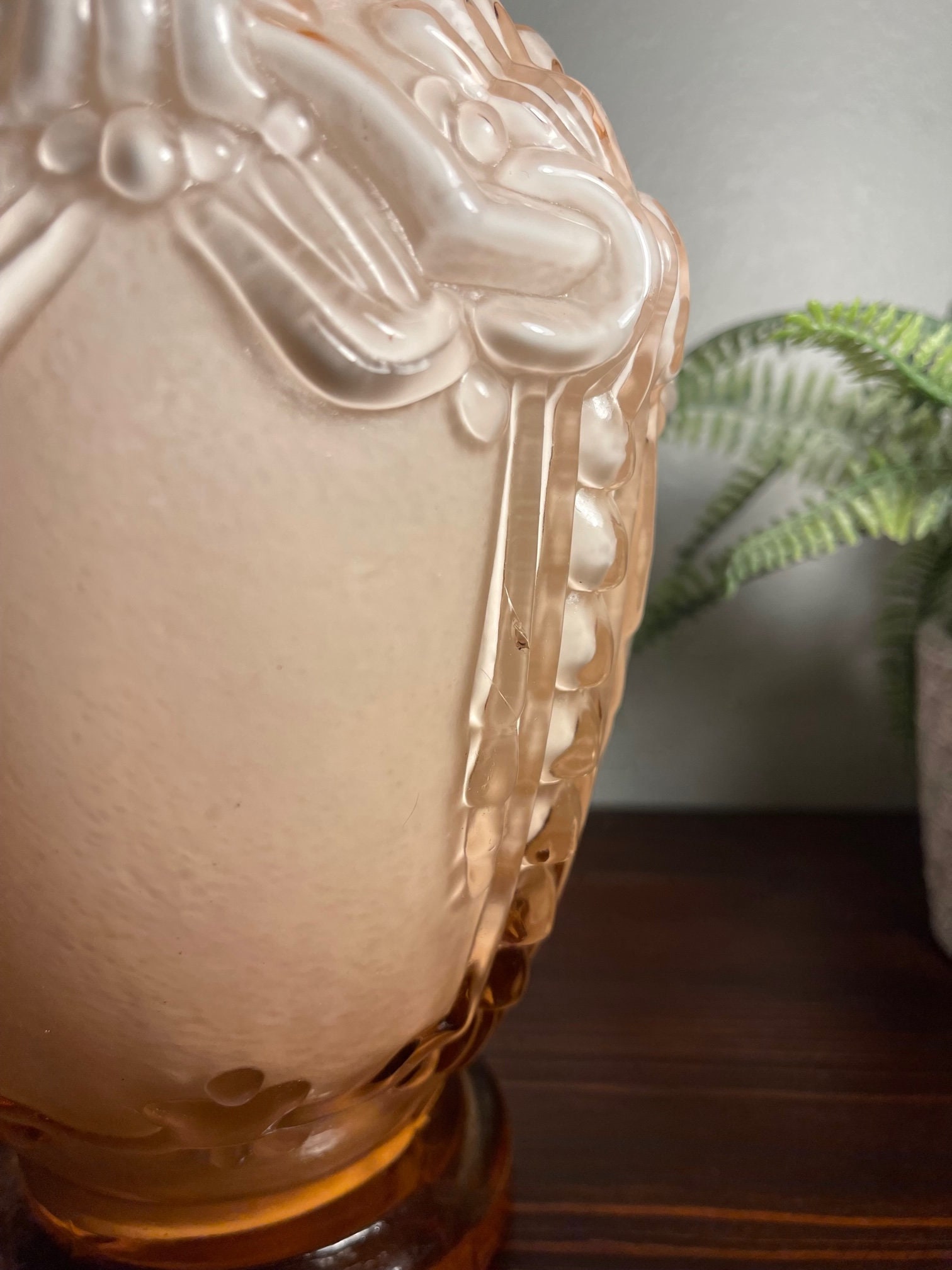 Pink Cased Glass Flower Vase Ornate Ruffle Crimp Top Vintage - Etsy