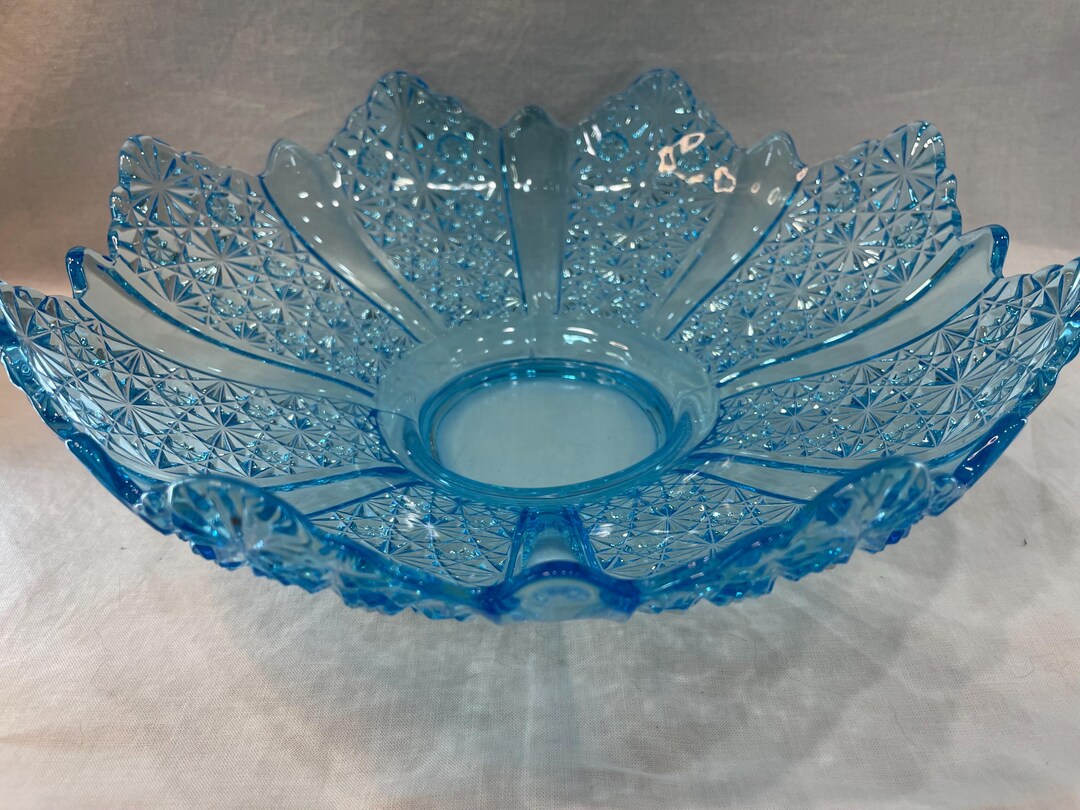 Antique Adams & Co. Light Blue Daisy and Button Paneled Bowl - 11" - Etsy