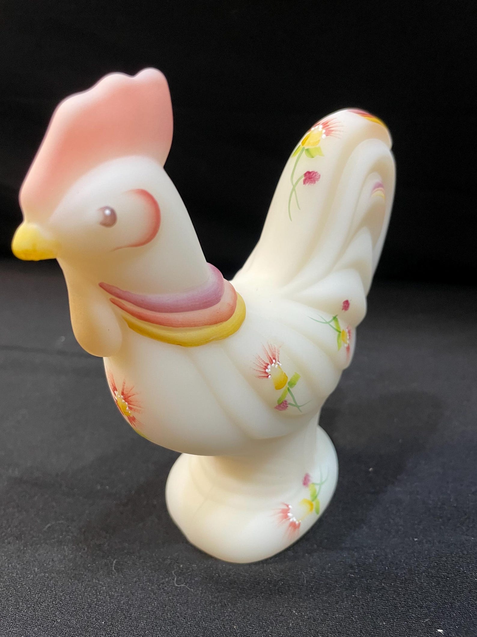 Fenton Satin Glass Hand Painted Rooster - Etsy
