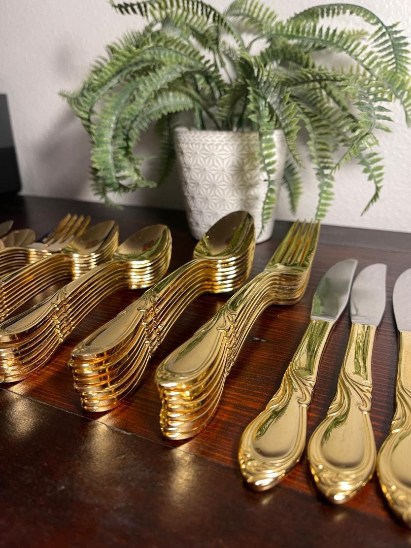 Vintage Symphony by Excel Gold Flatware Set/gold Plated/ Made - Etsy