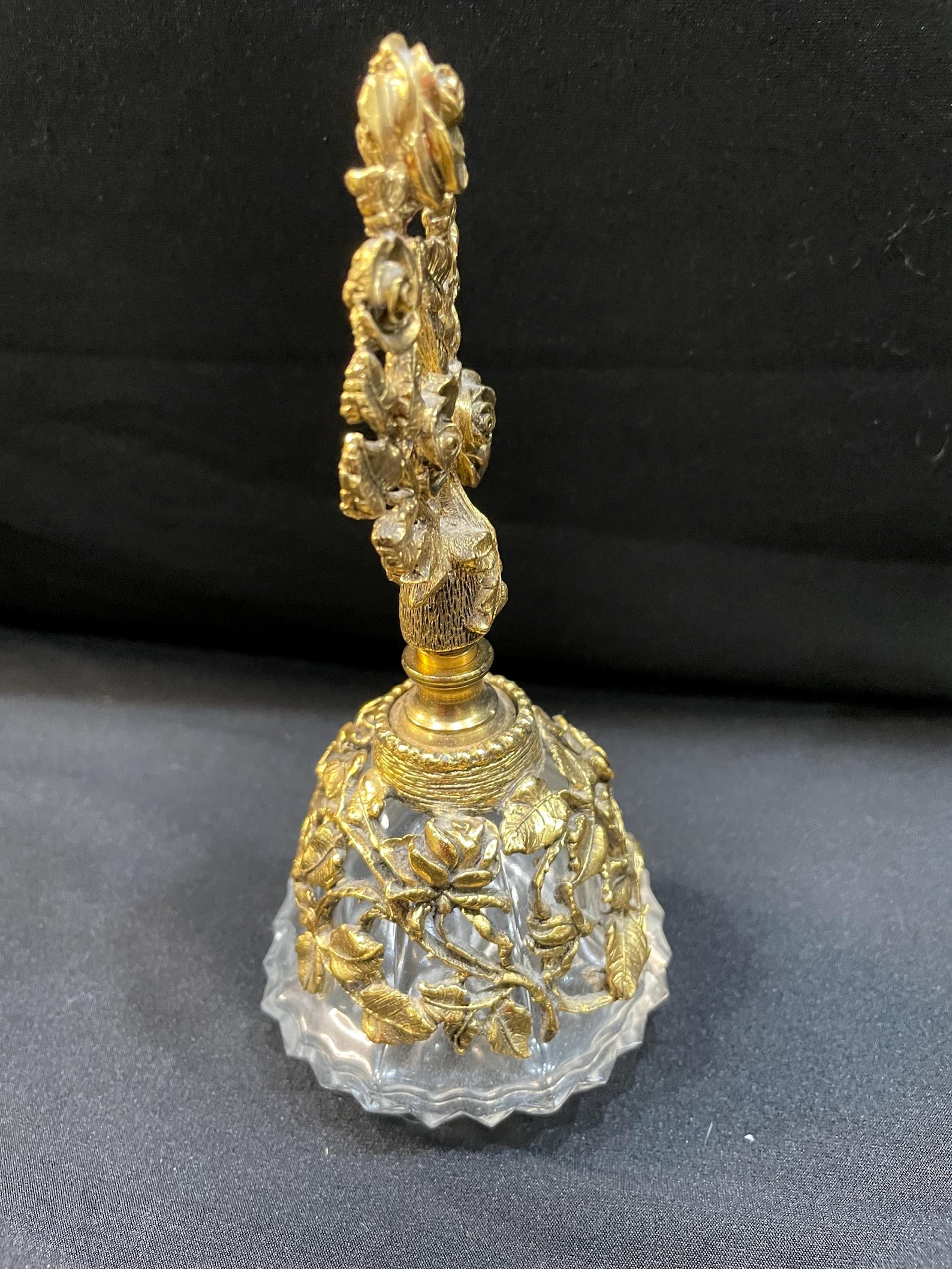 Vintage Matson 24K Gold Plated Perfume Bottle With Roses - Missing ...