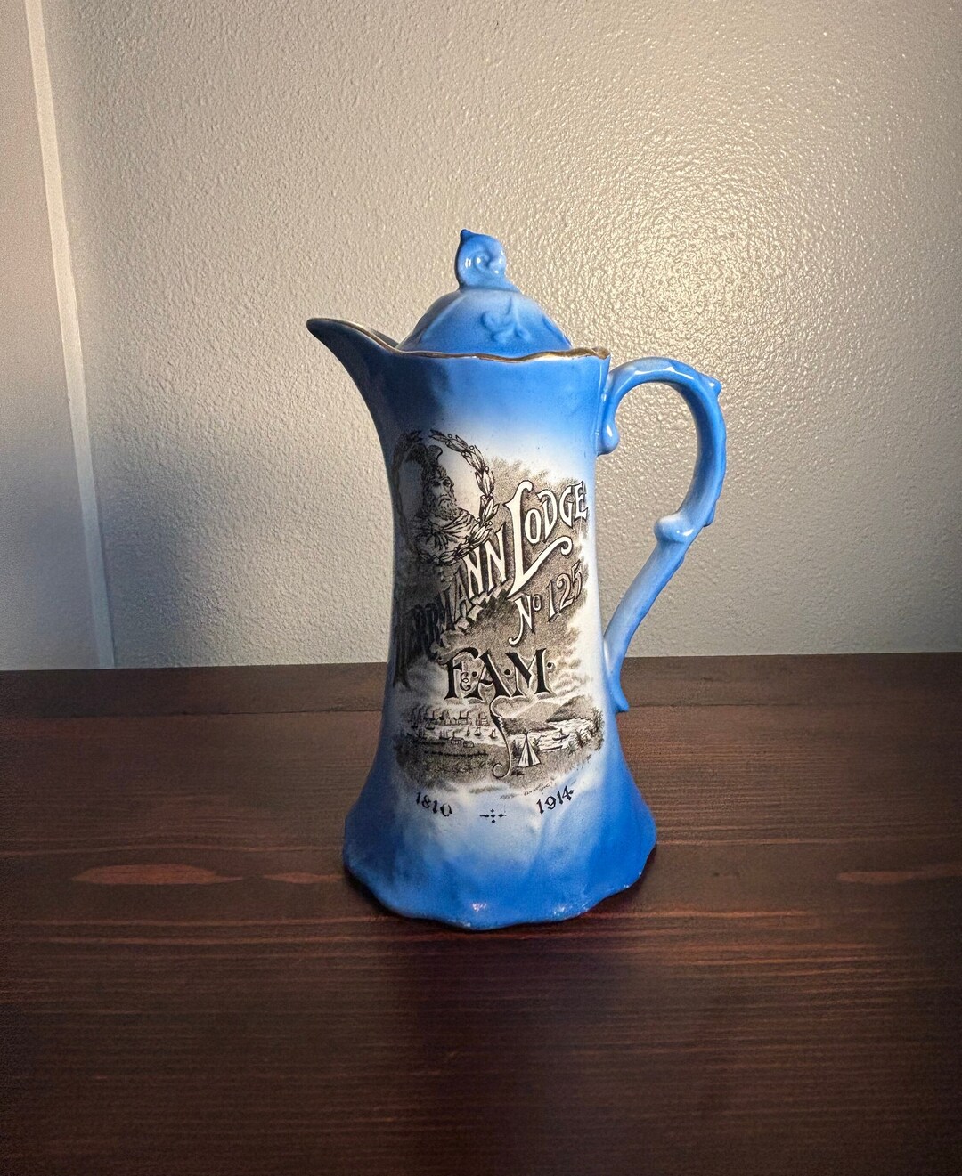 Masonic Freemasonry Ceramic Pitcher With Lid- Inscribed on Front of ...