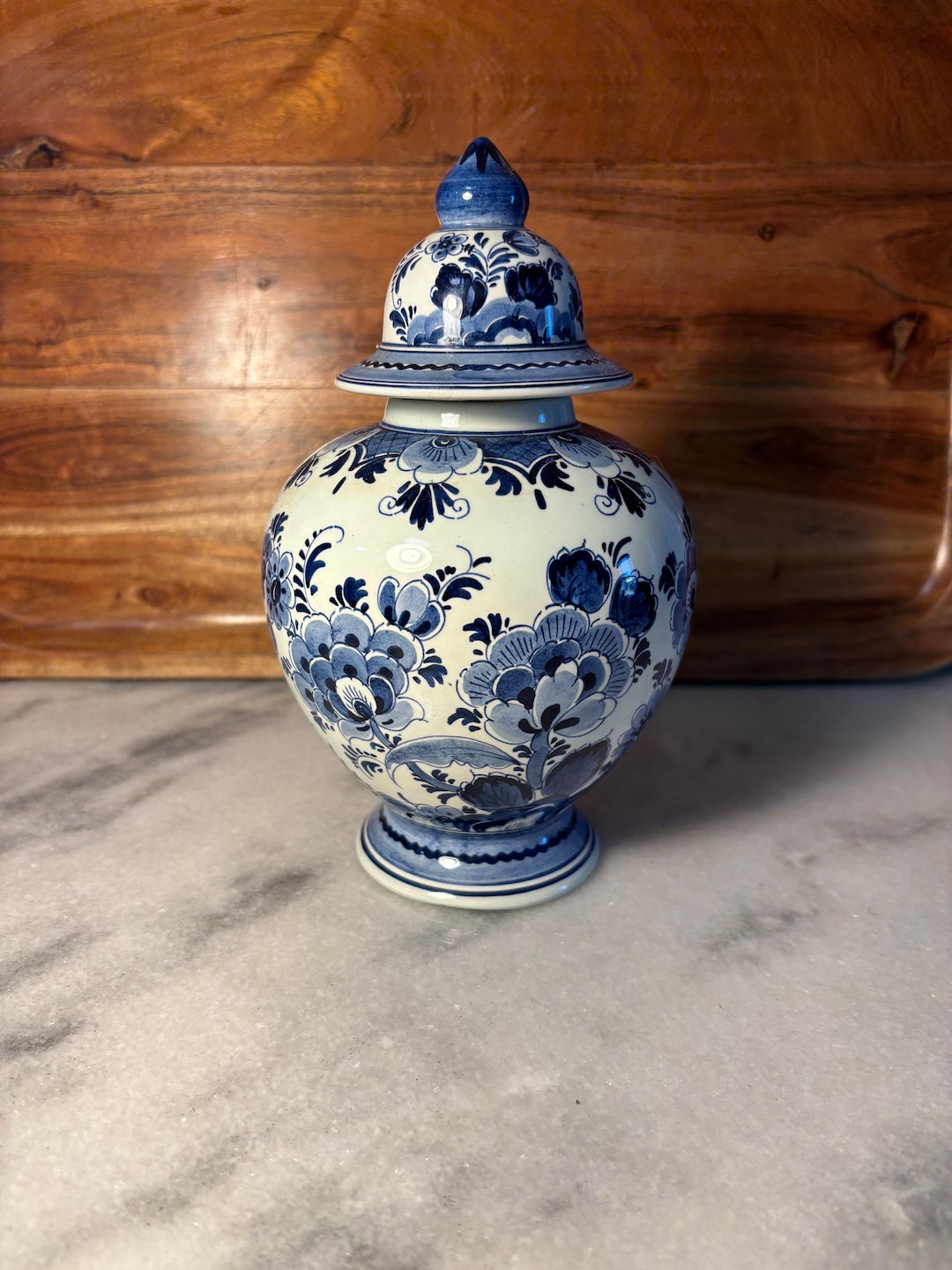 Vintage Delfts/blauw Hand Painted Blue and White Pottery With Lid/ Made ...