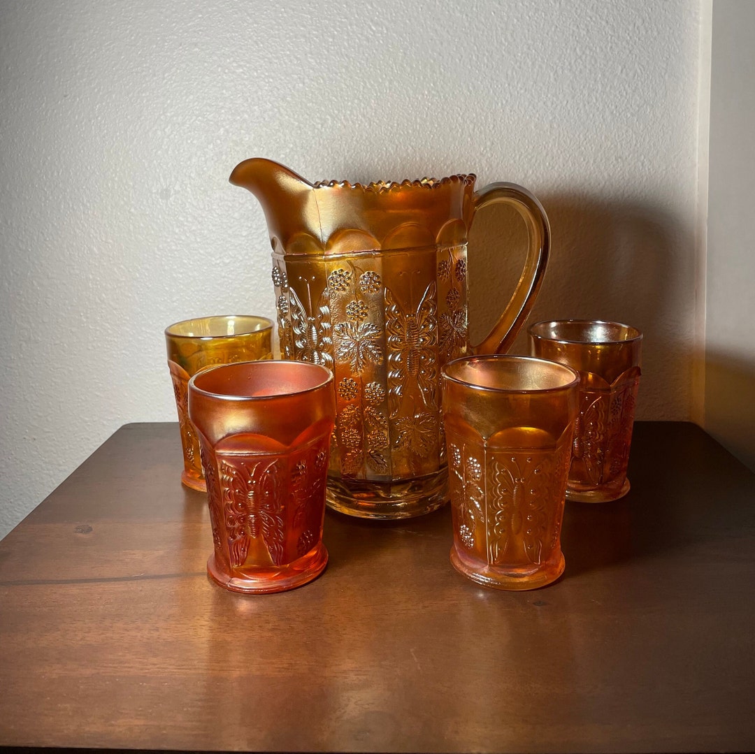 Butterfly and Berries Merigold Pitcher and Tumbler Cups - Etsy