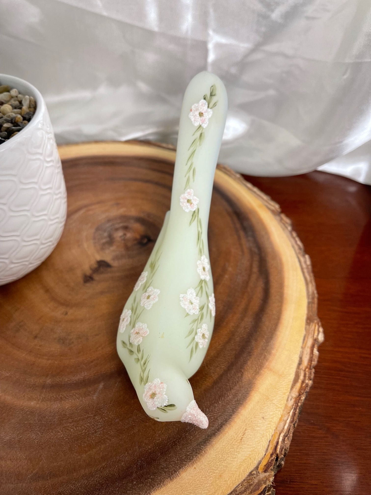 Vintage Fenton Yellow Custard Satin Long Tail Bird With | Etsy