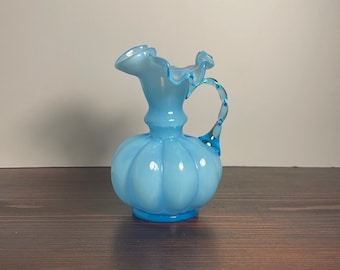 Fenton Blue Melon Vase - Etsy