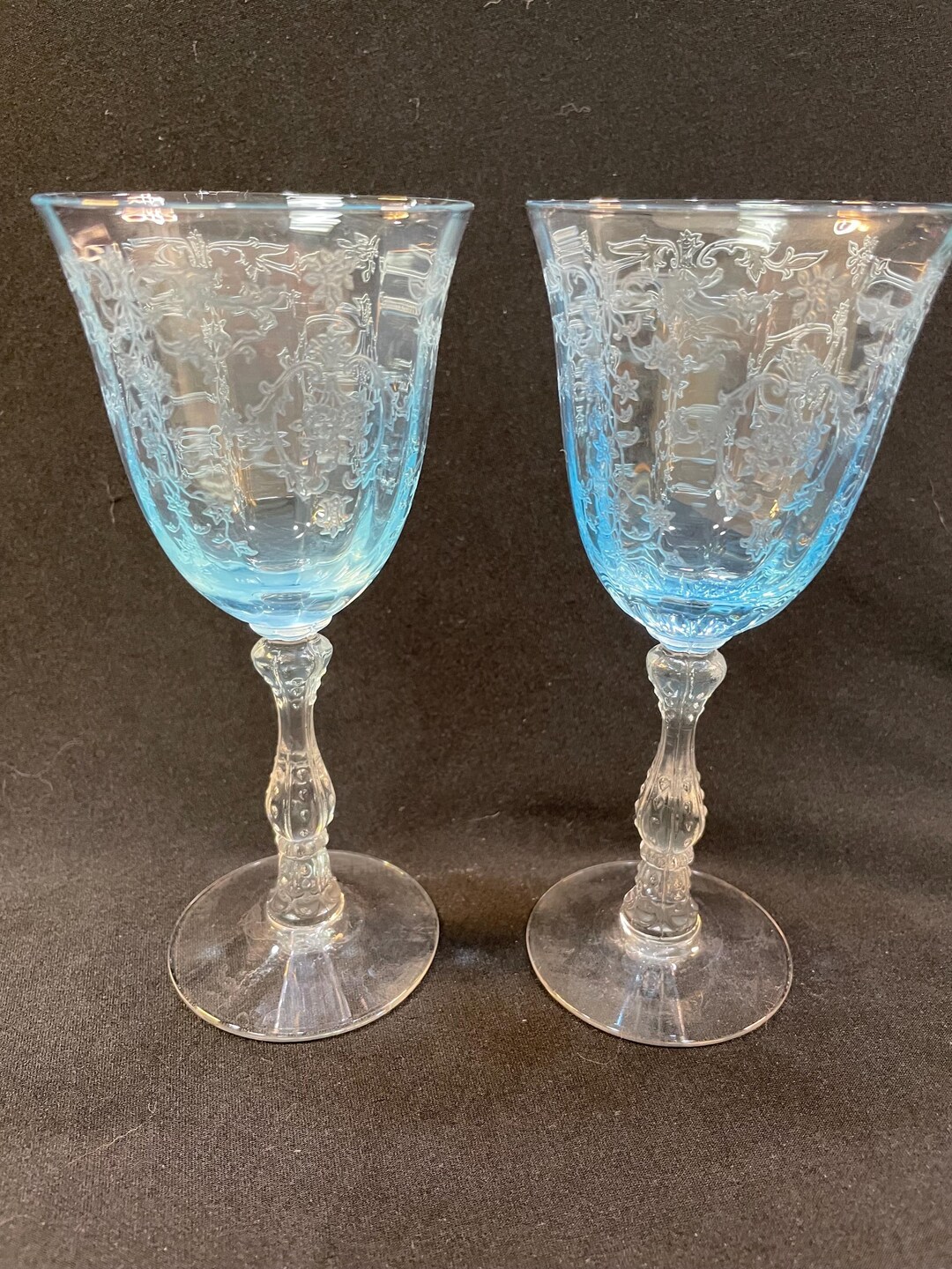Set of 2 Fostoria Navarre Blue Crystal Claret Wine Goblet 6" - Etsy