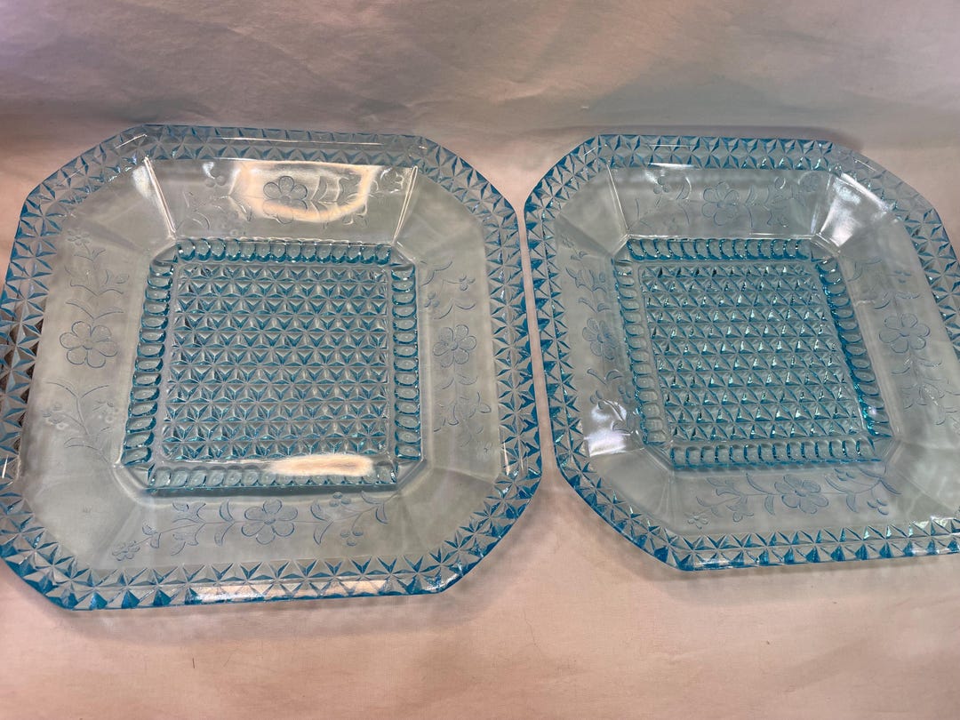 Antique EAPG Adams & Co. Wildflower Pattern Square Dinner Plate - Set ...