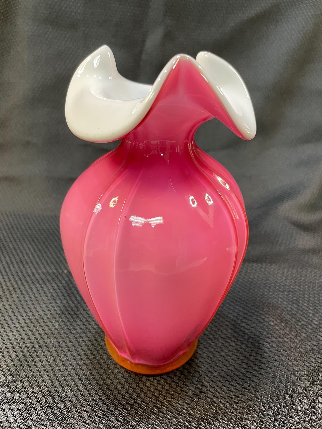 Vintage Fenton Opalescent Overlay Pink and White Vase - Etsy