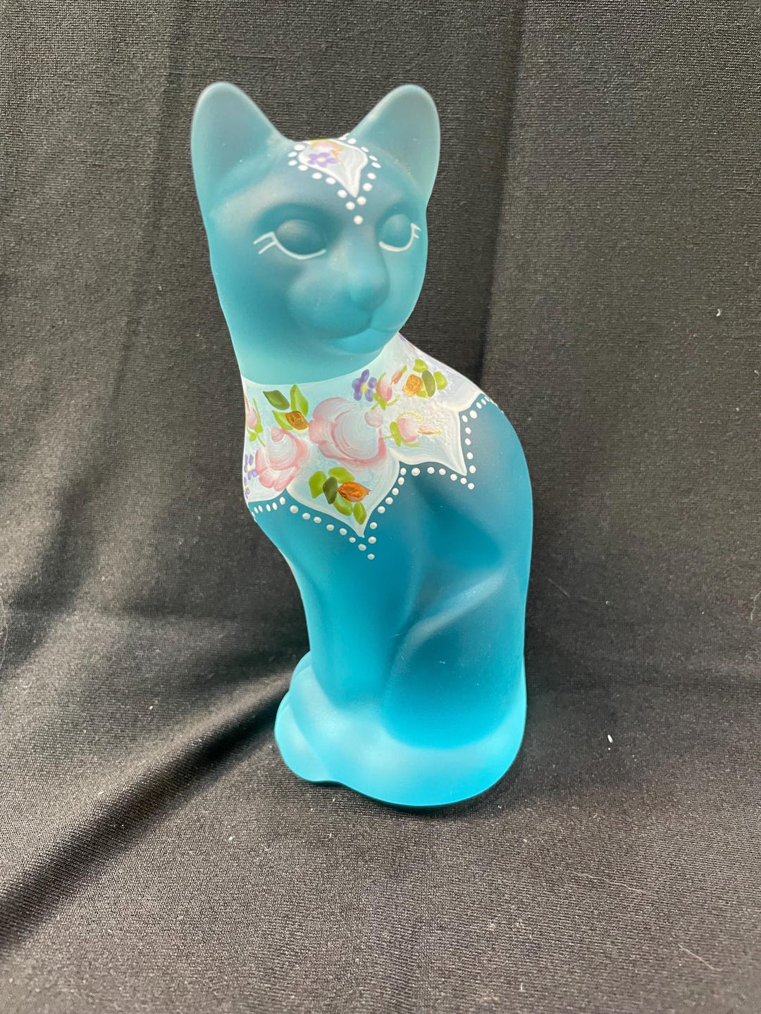 Fenton Favorites 2002 Blue Cat Hand Painted and Signed by the Artist - Etsy