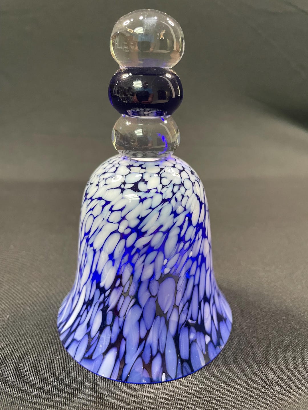 Vintage Art Glass Multicolored Blue Glass Bell With Tri Colored Handle ...