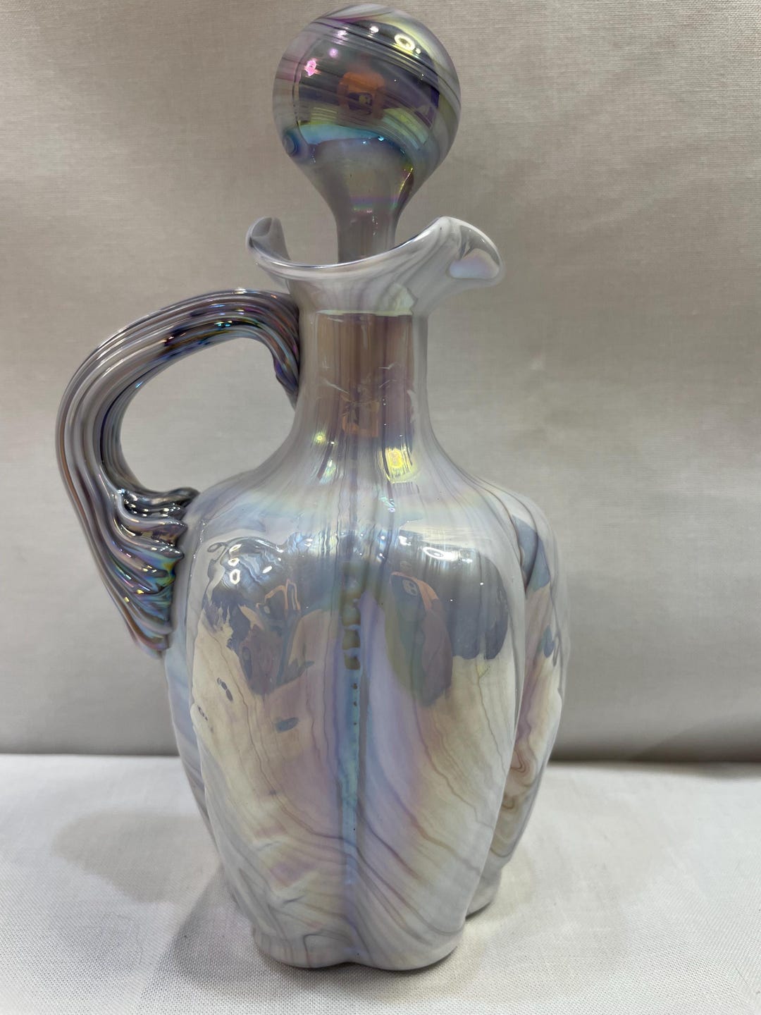 Gibson Art Glass Purple Iridescent Swirl Cruet - Etsy