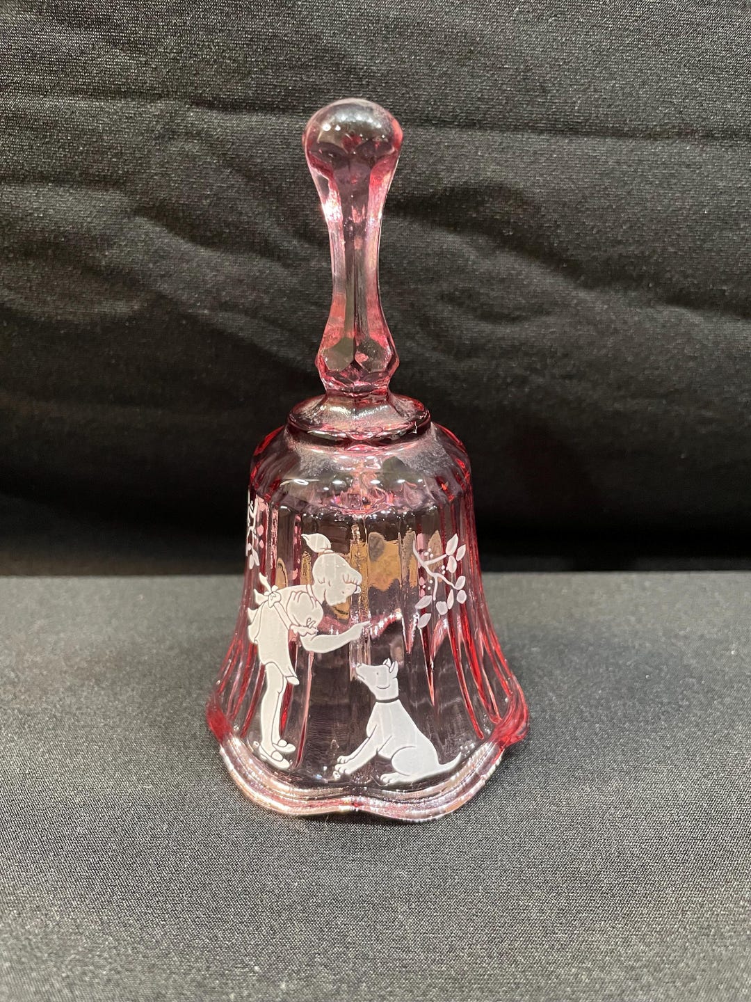 Fenton Pink Glass Bell Hand Painted and Signed by Artist - Etsy
