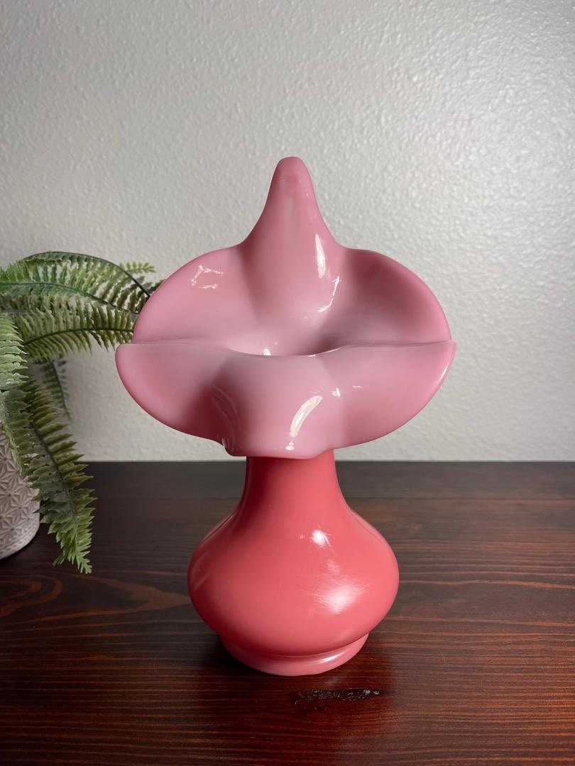 Vintage Fenton Pink Jack in the Pulpit Vase/ MD Fenton - Etsy