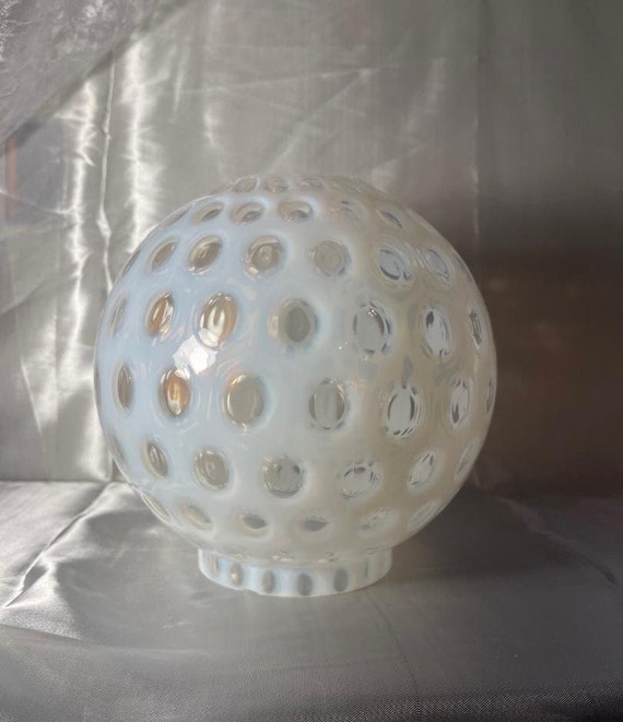 Vintage Fenton White Opalescent Coin Dot Glass Lamp Shade Top - Etsy