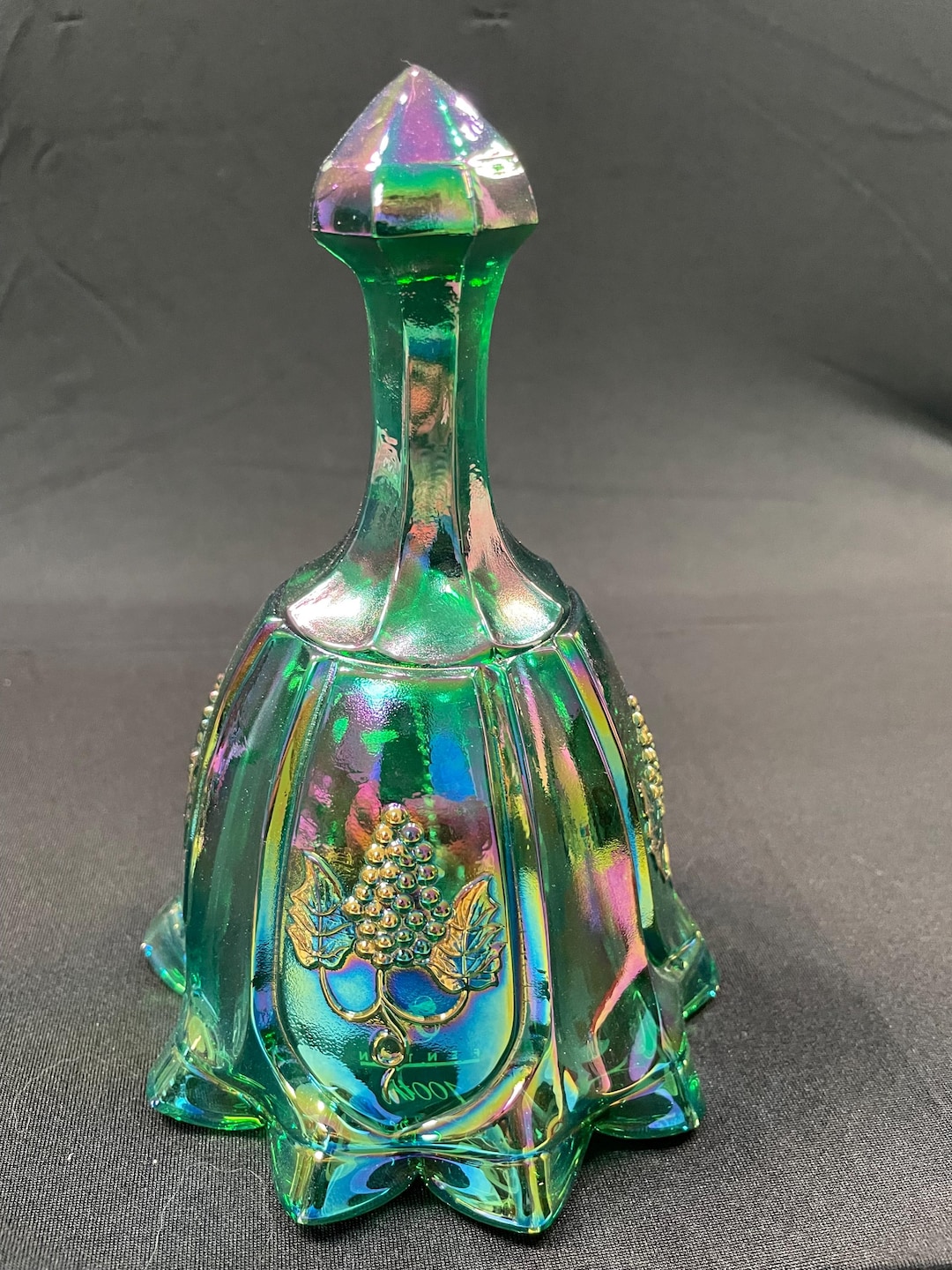 Fenton Iridized Green 9 Point Grape Glass Bell - Etsy
