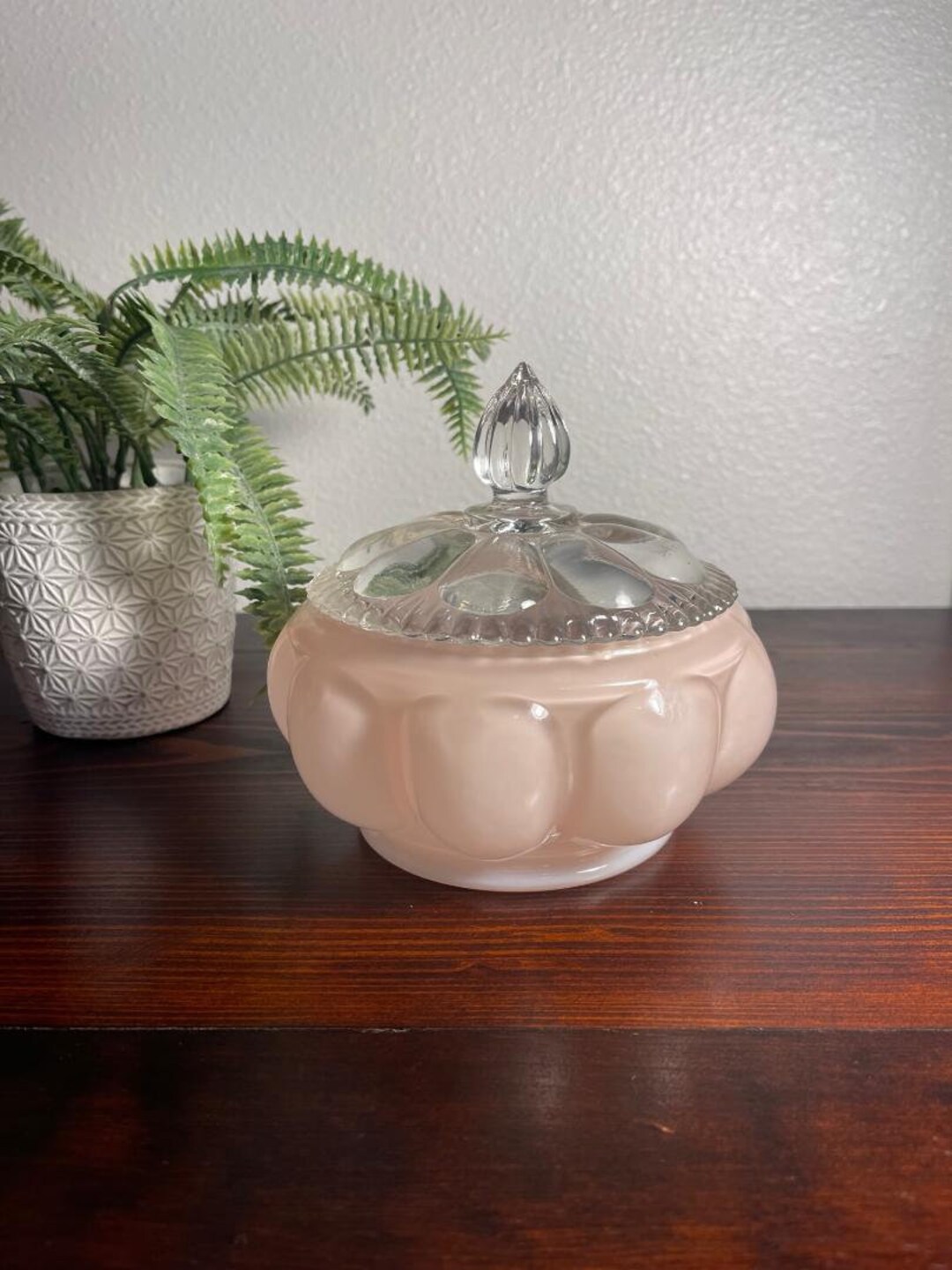 Vintage Fenton 1940's Pink Melon Powder Jar With Lid - Etsy
