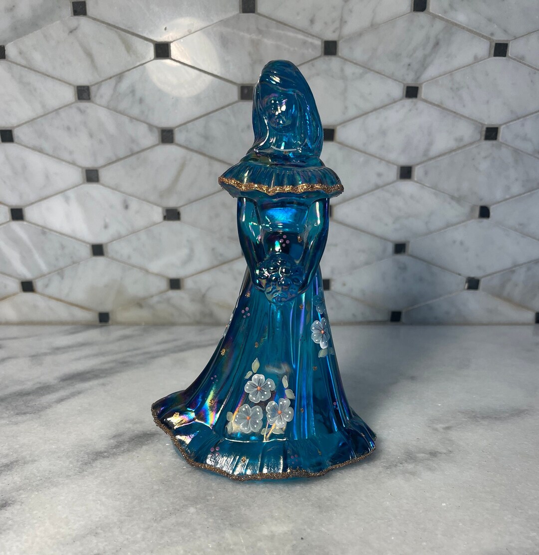 Fenton Art Glass- Turquoise Carnival Glass Bridesmaid Doll Signed and ...
